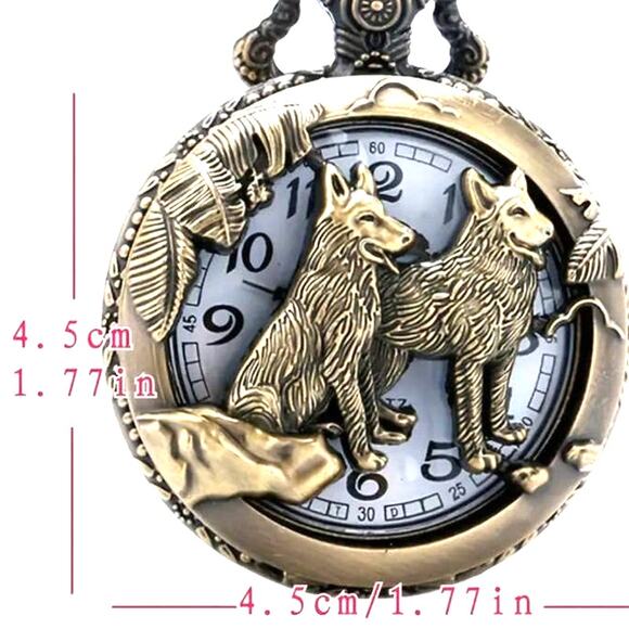 Handmade | Accessories | Wolf Wolves Pocket Watch Gold Necklace ...